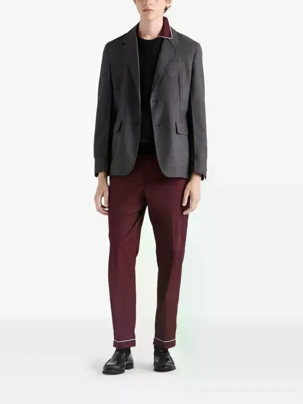 Prada Piped-trim Cotton Trousers