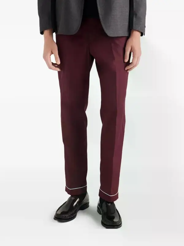 Prada Piped-trim Cotton Trousers