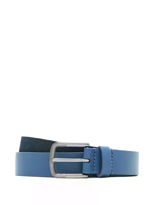 Giorgio Armani Leather Belt With Rectangular Buckle - Blue