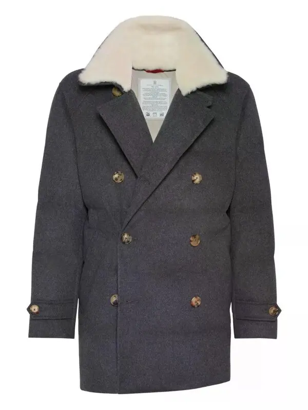 Brunello Cucinelli Double-breasted Coat With Shearling Collar