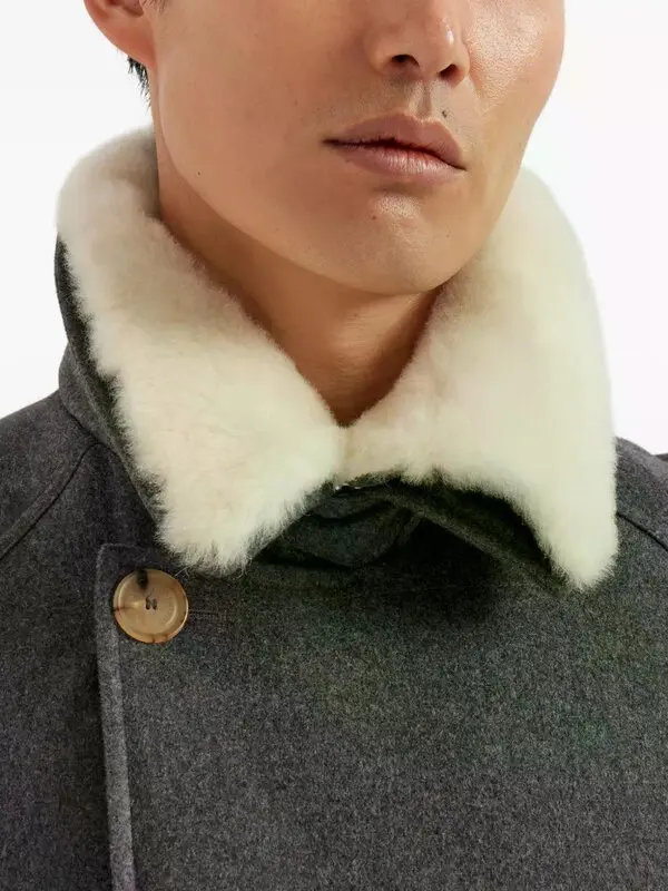Brunello Cucinelli Double-breasted Coat With Shearling Collar