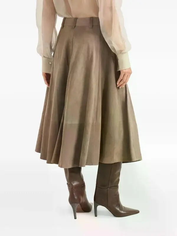 Brunello Cucinelli Suede Midi Skirt - Brown