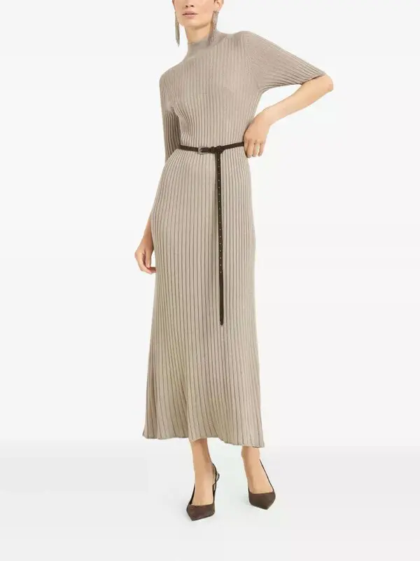 Brunello Cucinelli Mock-neck Midi Dress - Neutrals