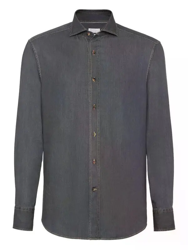 Brunello Cucinelli Spread-collar Shirt - Grey
