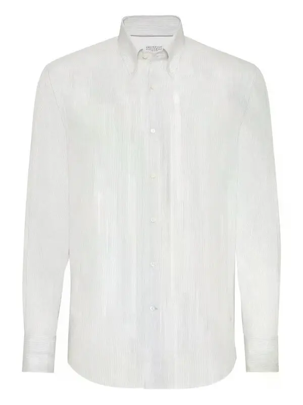 Brunello Cucinelli Striped Poplin Shirt - White