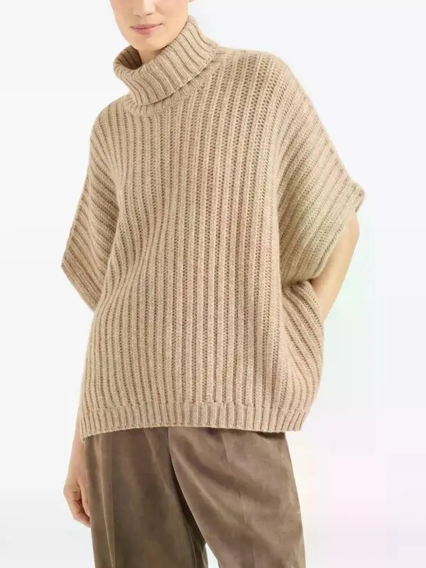 Brunello Cucinelli Cashmere Roll-neck Poncho Sweater