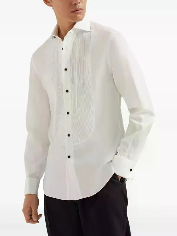 Brunello Cucinelli Pleated Tuxedo Shirt
