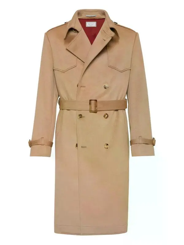 Brunello Cucinelli Double-breasted Cashmere Trench Coat - Neutrals