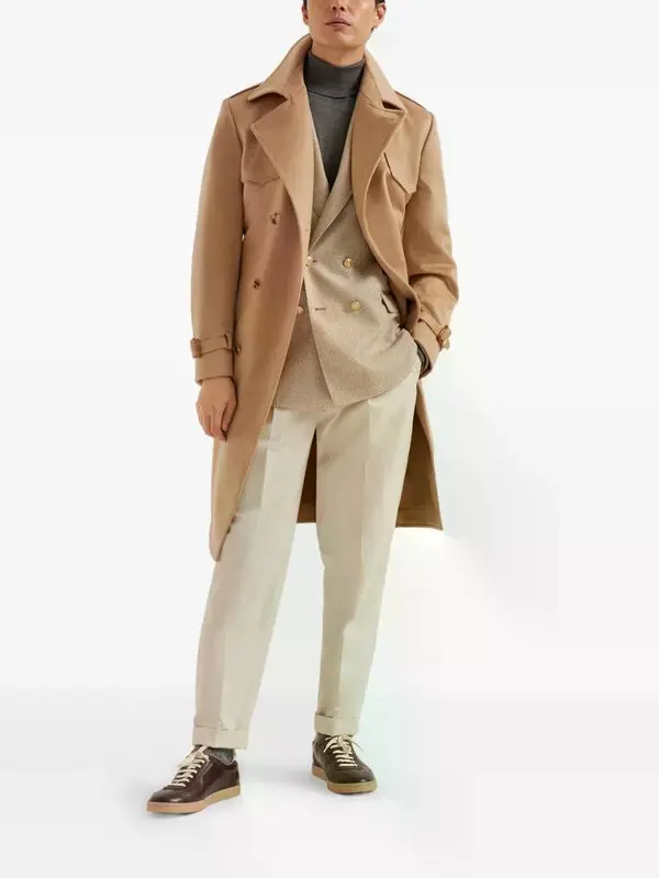 Brunello Cucinelli Double-breasted Cashmere Trench Coat - Neutrals