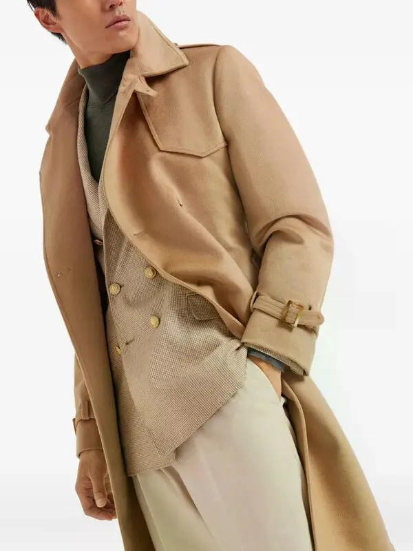Brunello Cucinelli Double-breasted Cashmere Trench Coat - Neutrals