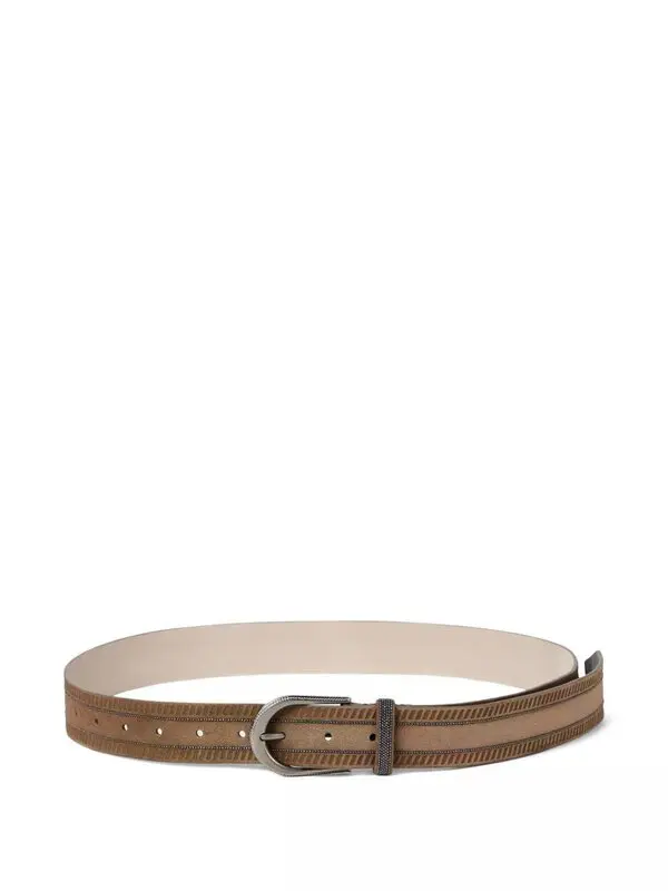 Brunello Cucinelli Embellished Suede Belt - Brown