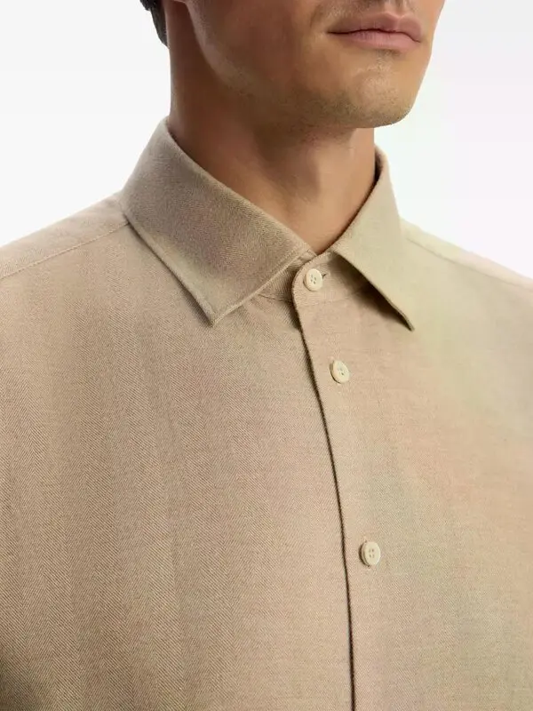 12 STOREEZ Cotton Flannel Shirt - Neutrals