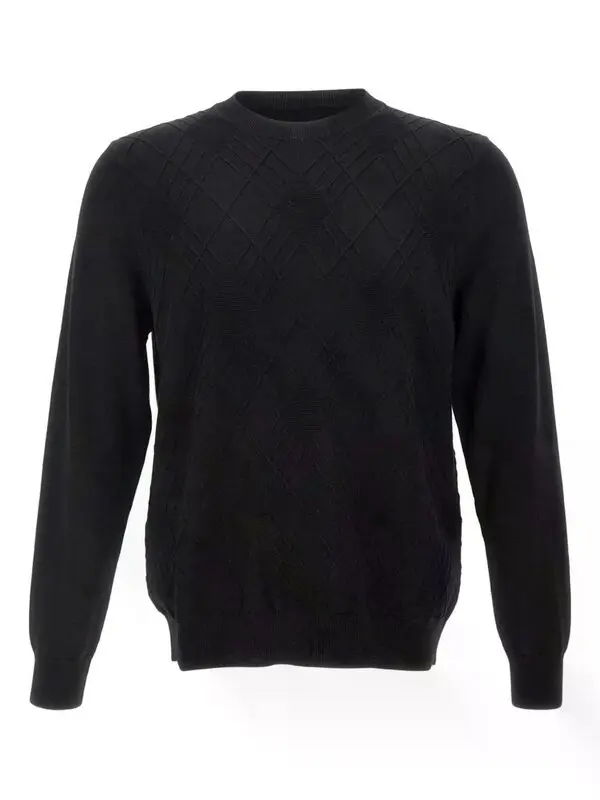 DIKTAT Diamond-weave Crew-neck Sweater - Black