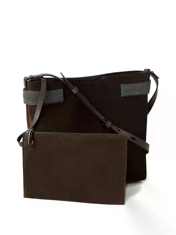 Brunello Cucinelli Shoulder Bag With Monili Detail - Brown