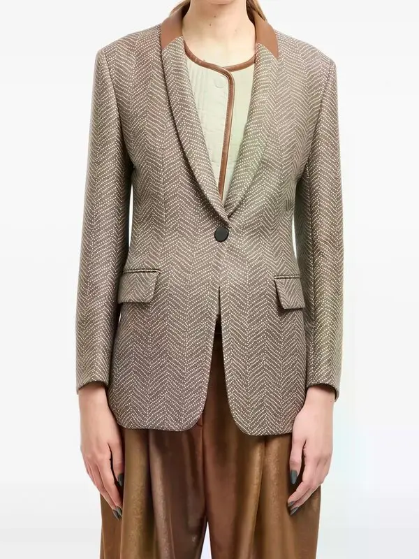 Giorgio Armani Chevron-jacquard Single-breasted Blazer