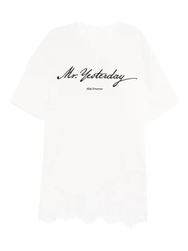 YCH Slogan-embroidered T-shirt - White