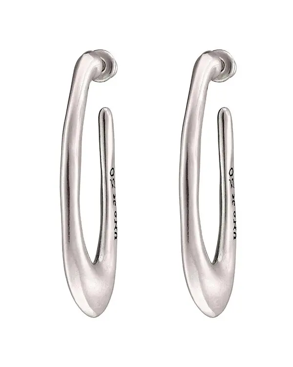 UNODE50 Sterling -plated Oval Hoop Earrings - Silver