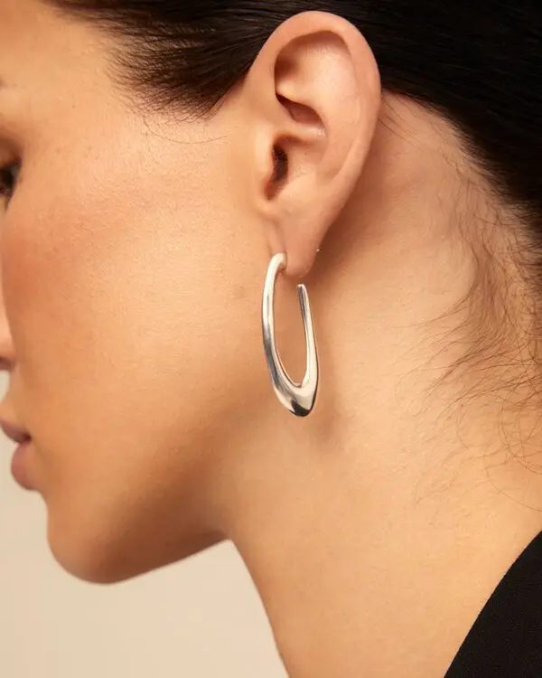 UNODE50 Sterling -plated Oval Hoop Earrings