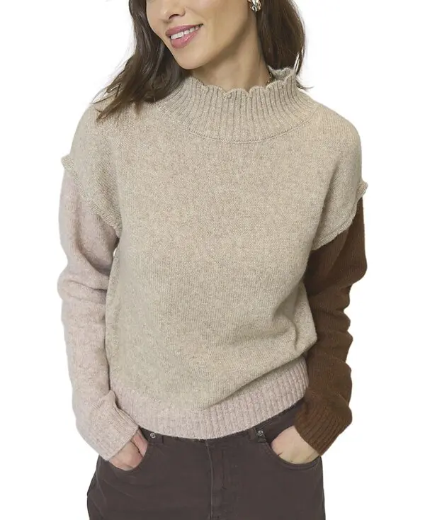 Central Park West Olivia Ruffle T-neck Sweater