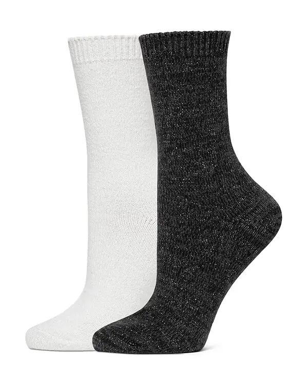 Hue Sparkle Marled Crew Socks Pack Of 2 - Ivory