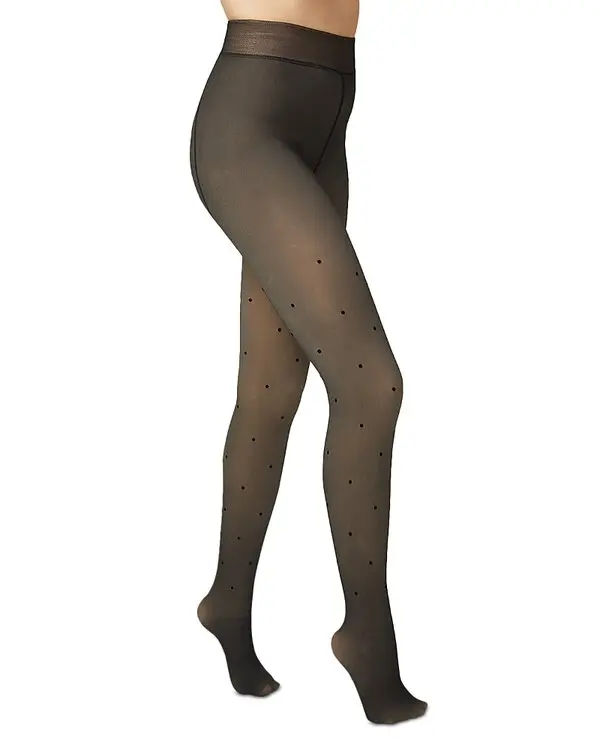 Hue Polka Dot Patterned Tights - Black