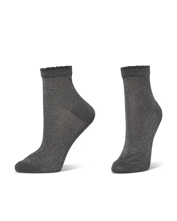 Hue Metallic Ankle Socks - Silver