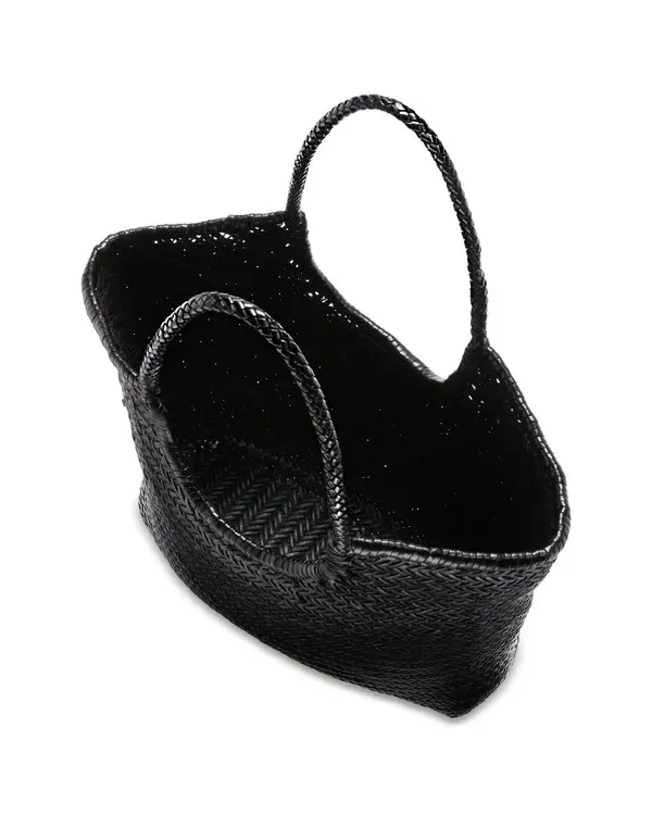 Dragon Diffusion Arched Diagonal Woven Leather Tote - Black