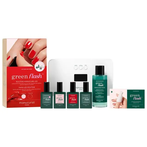 MANUCURIST Green Flash Led Gel Nail Polish Set - Poppy Red And Hortencia