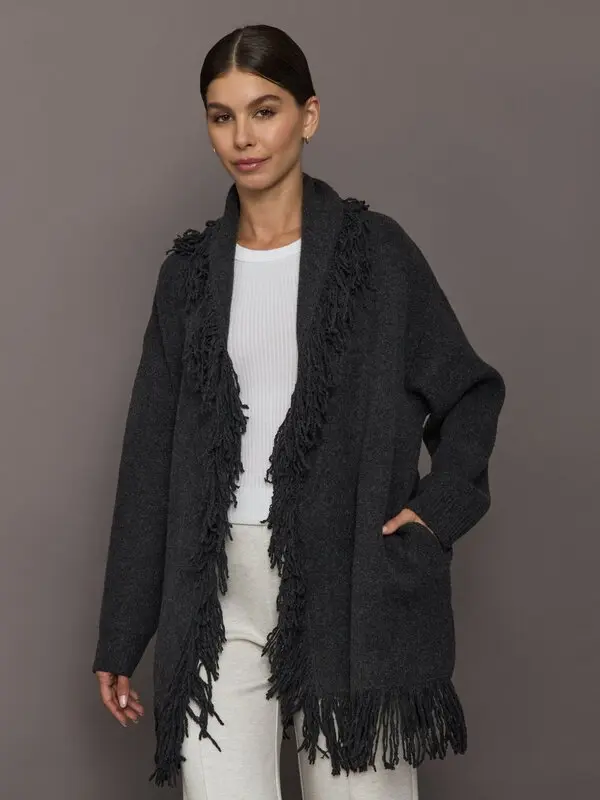 Carbon38 Tassel Shawl Collar Sweater