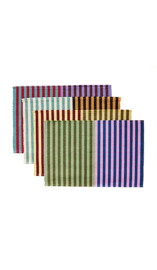 DUSEN DUSEN Set Of 4 Dual Stripe Placemats In Purple - N,a