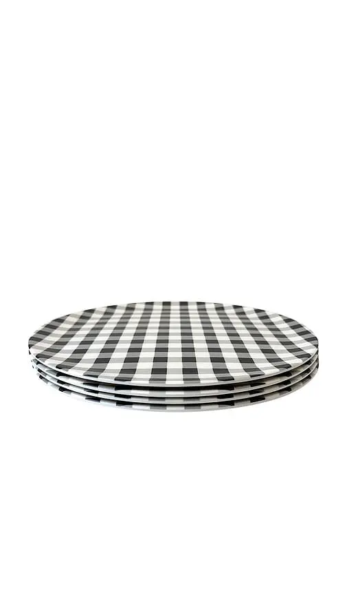 XENIA TALER Dinner Plates Set Of 4 In Black - Gingham Black