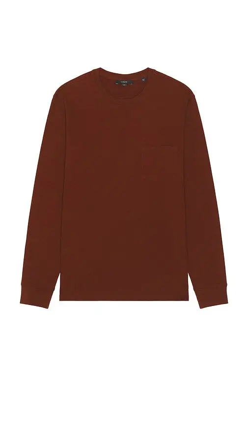 Vince Jersey Pocket Crewneck Tee In Brown - Copperhead