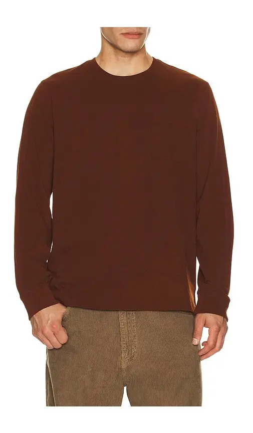 Vince Jersey Pocket Crewneck Tee In Brown - Copperhead