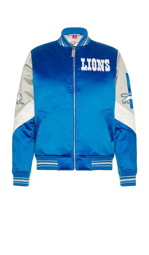 Mitchell & Ness Nfl Lions Throw It Back Heavyweight Satin Jacket