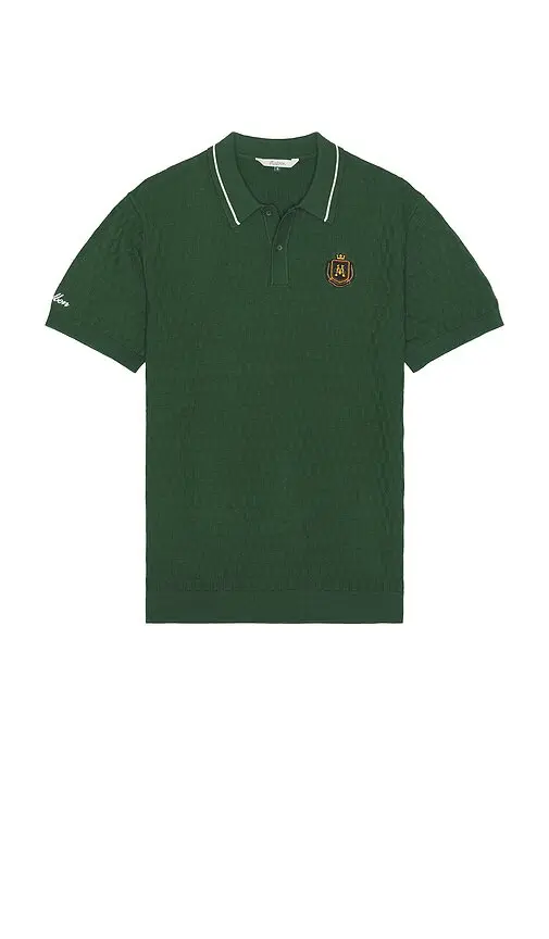 MALBON Crest Knit Polo In Green - Myrtle