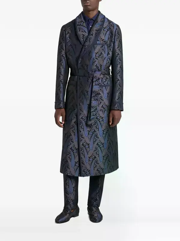 Etro Jacquard Paisley-motif Robe - Blue