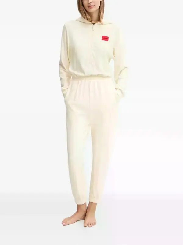 Hugo Hooded Zip-fastening Jumpsuit Pyjama - Neutrals