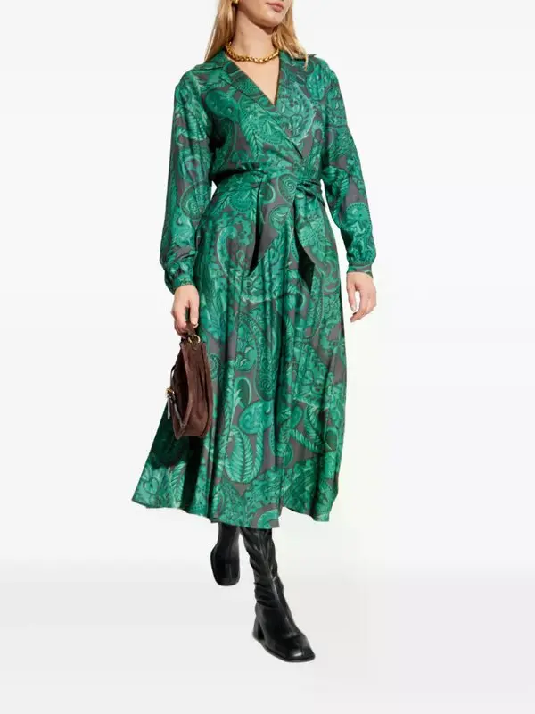 Etro Paisley-Print Tie-Waist Midi Day Dress In Green - 38% Off |  Editorialist