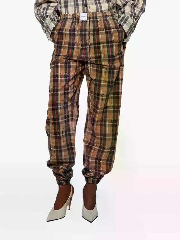 Attico Plaid Long Pant - Brown