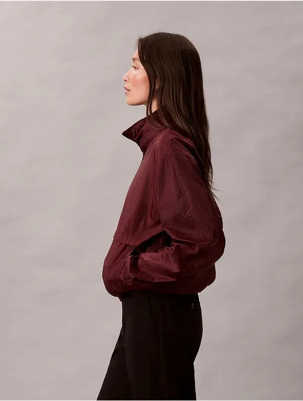 Calvin Klein Allover Monogram Windbreaker Jacket - Merlot