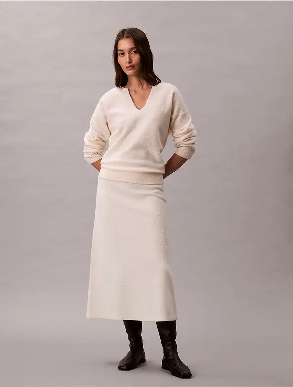 Calvin Klein Merino Wool Knit Midi Skirt