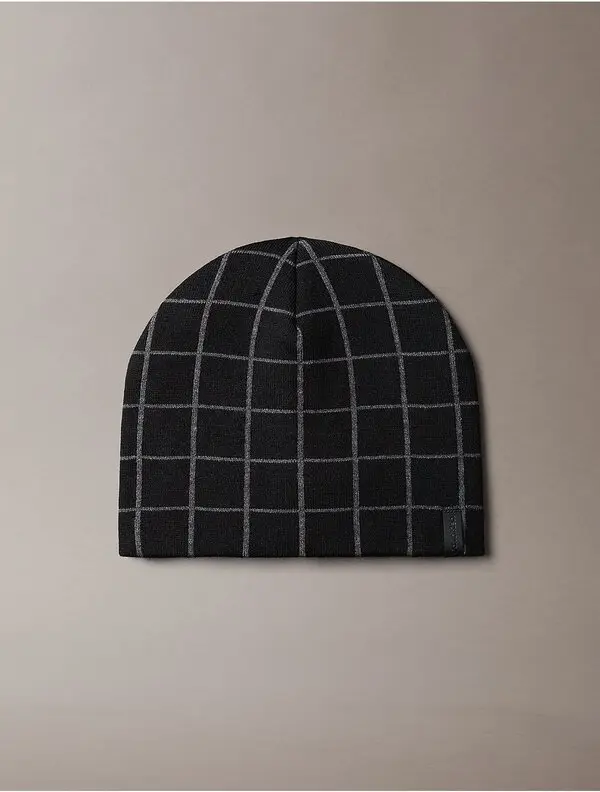 Calvin Klein Check Jacquard Beanie - Black