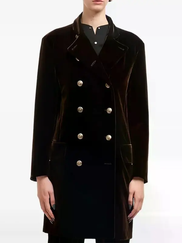 Giorgio Armani Velvet-effect Double-breasted Coat