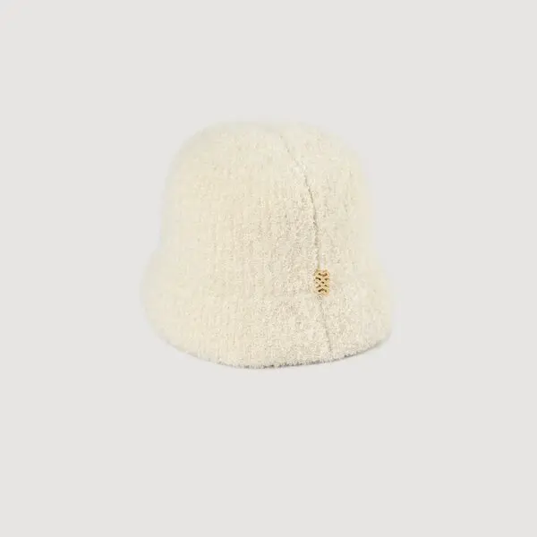 Sandro Bucket Hat In Alpaca And Mohair - Ecru