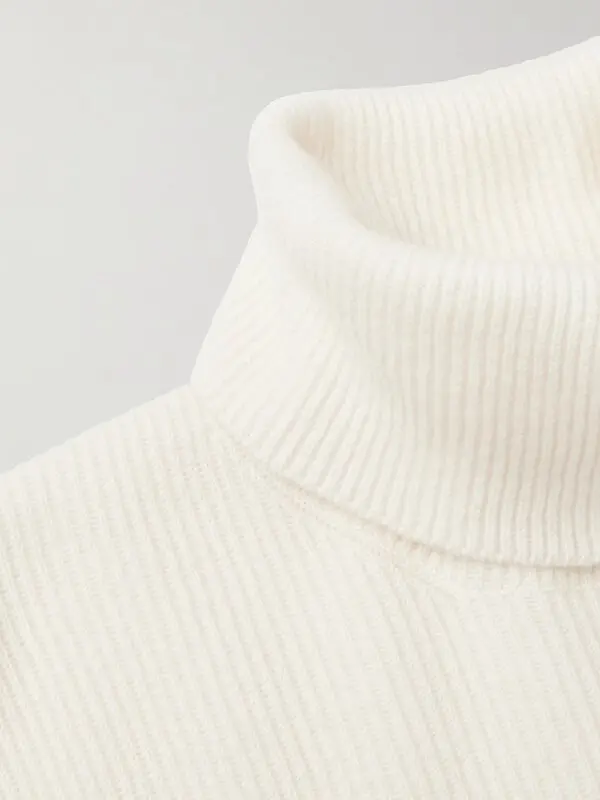 Brunello Cucinelli Ribbed Cashmere Rollneck Sweater - Neutrals