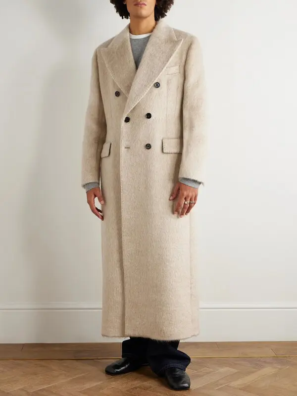 Dolce & Gabbana Double-breasted Mohair-blend Coat - Neutrals