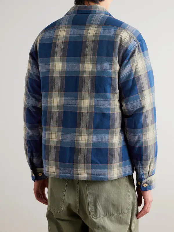 Visvim Keesey Checked Wool And Linen-blend Flannel Down Jacket - Blue