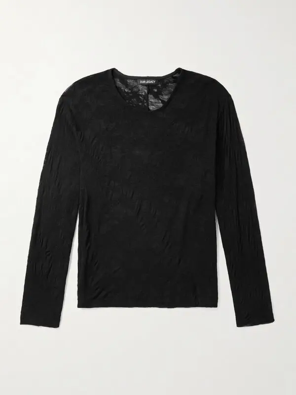 Our Legacy Floral-jacquard Merino Wool-gauze Sweater