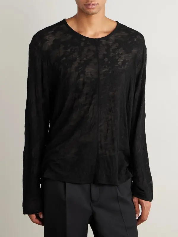 Our Legacy Floral-jacquard Merino Wool-gauze Sweater