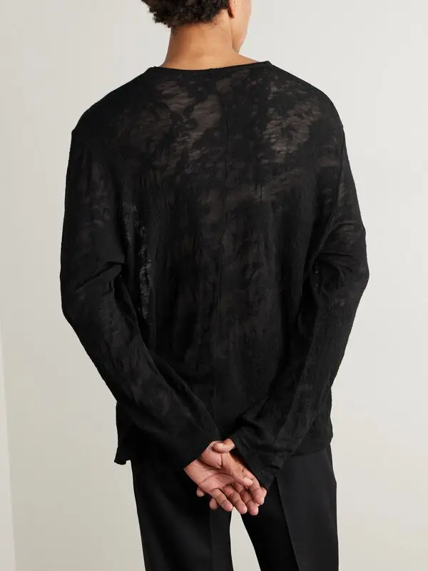 Our Legacy Floral-jacquard Merino Wool-gauze Sweater